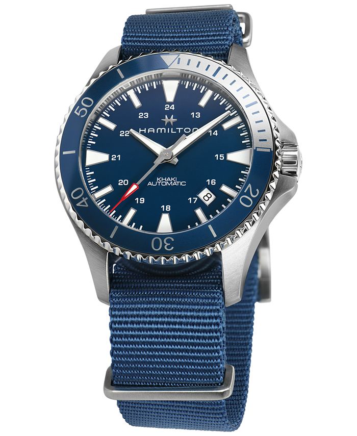 Hamilton Men’s Swiss Automatic Khaki Scuba Navy Blue Nato Strap Watch ...