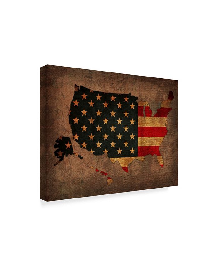 Trademark Global Red Atlas Designs 'USA Country Flag Map' Canvas Art ...