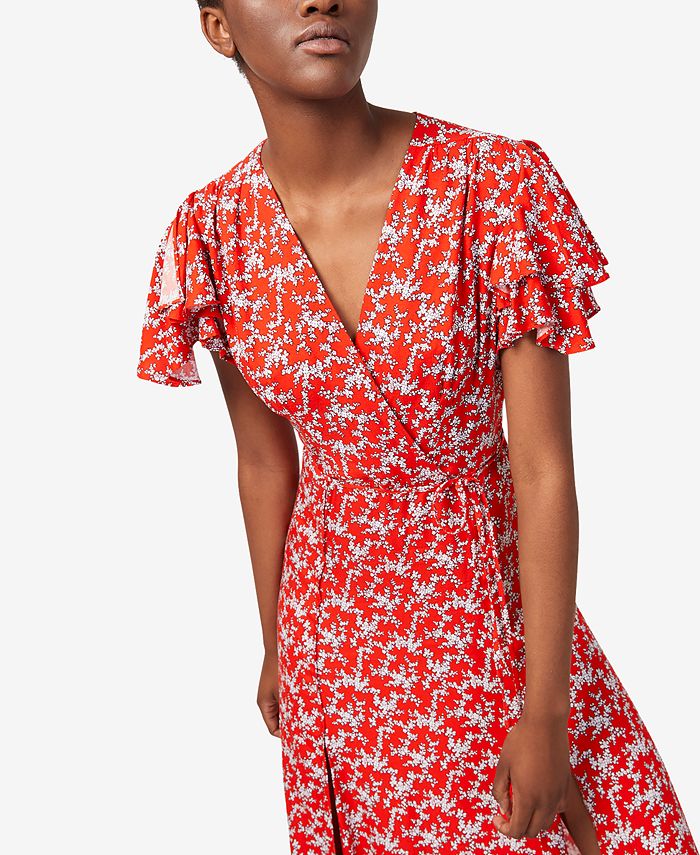 French Connection Printed Flutter-Sleeve Midi Dress - Macy's