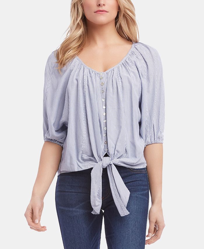 Karen Kane Tie-Front Button-Up Top - Macy's