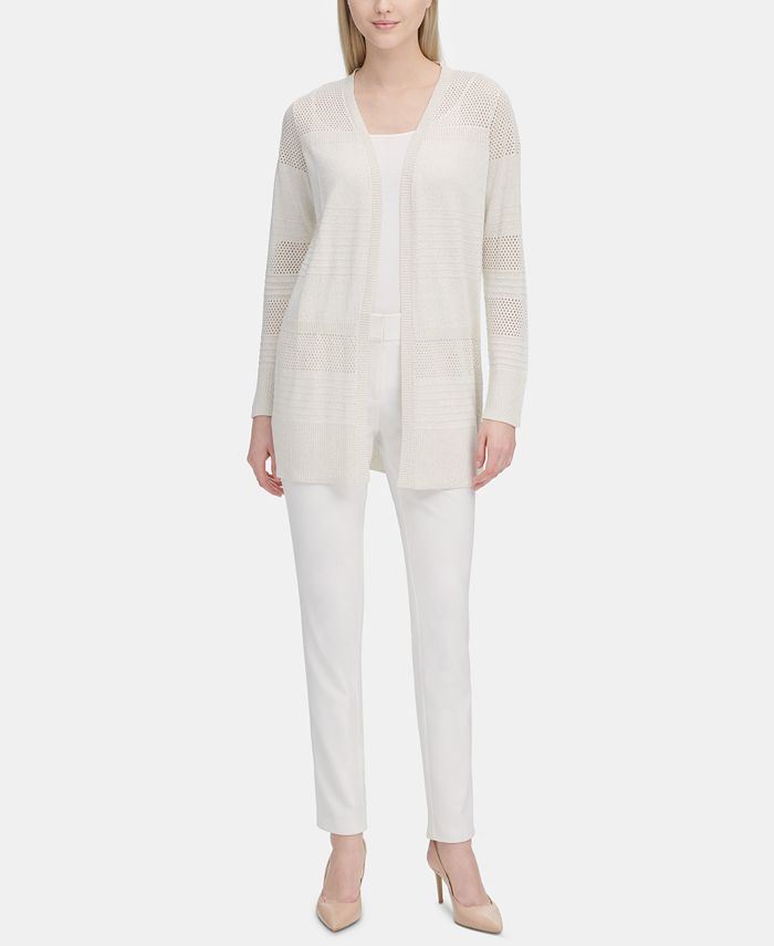 Calvin Klein Embellished-Trim Open-Front Cardigan - Macy's