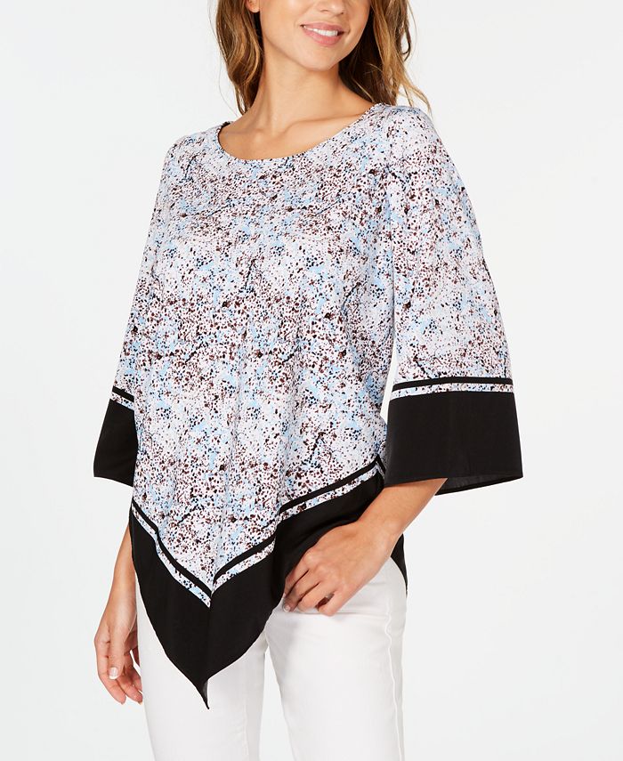 Alfani Printed V-Hem Top, Created for Macy's - Macy's