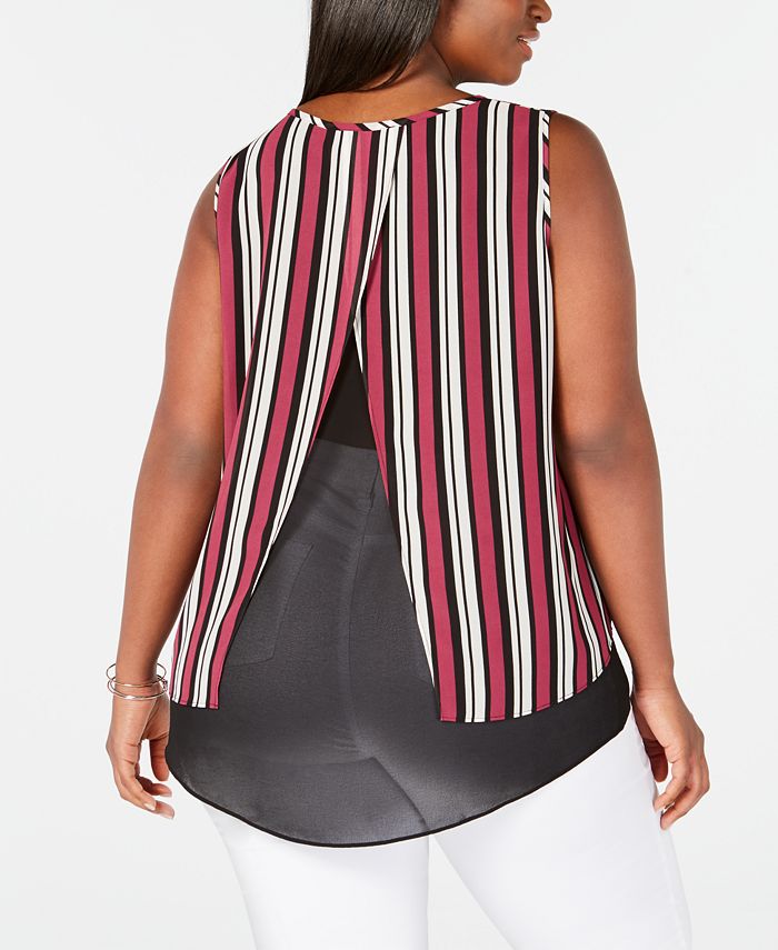 Michael Kors Plus Size Sleeveless Printed Split-Back Top - Macy's