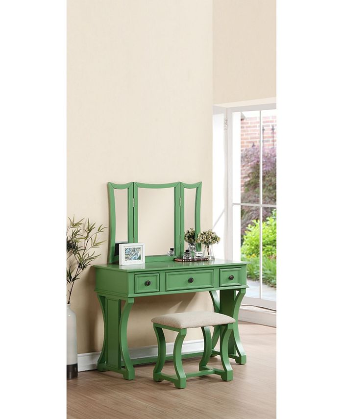 Benzara Modish Vanity Set Featuring Stool And Mirror - Macy's