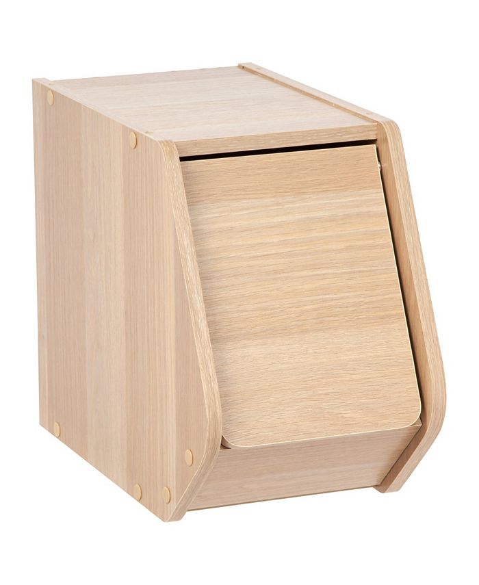 IRIS USA Modular Wood Stacking Storage Box With Door, Narrow - Macy's