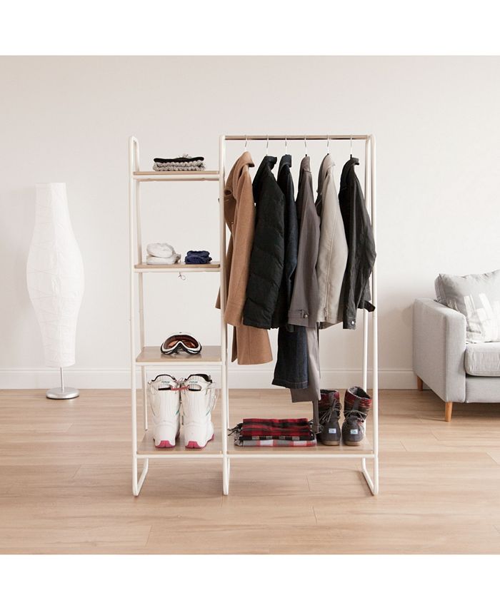 IRIS USA Metal Garment Rack With Wood Shelves - Macy's
