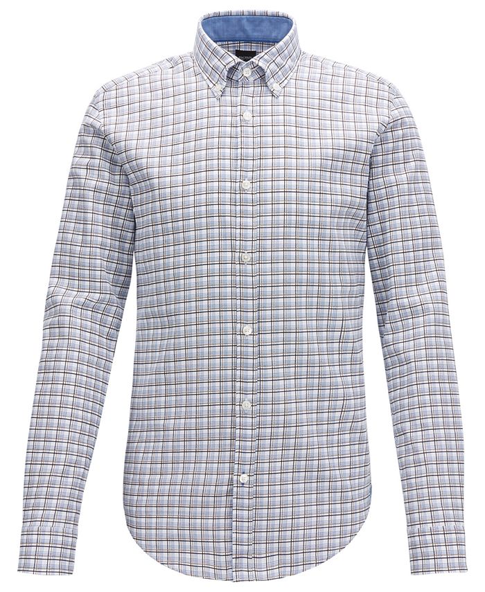 Hugo Boss BOSS Men's Rod_53 Slim-Fit Check-Print Cotton Shirt - Macy's
