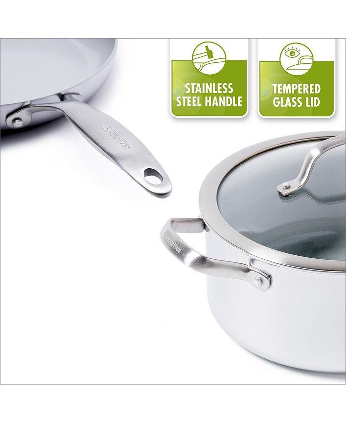 GreenPan Venice Pro Stainless Steel 12" Ceramic Nonstick Frypan - Macy's