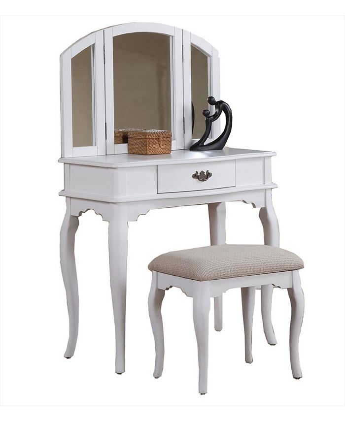 Benzara Wooden Vanity Set Featuring Stool And Mirror - Macy's