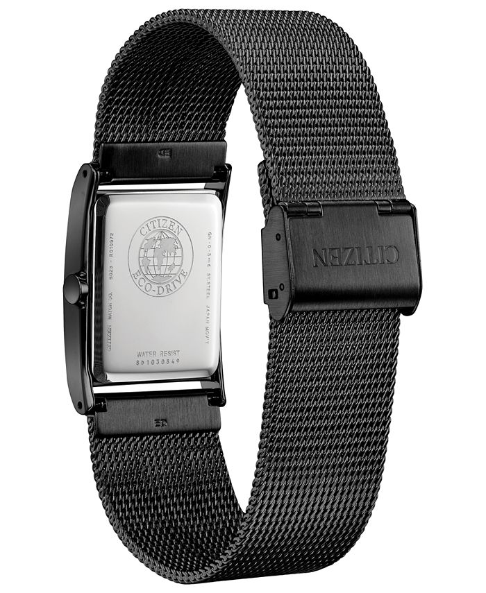 Citizen Eco-Drive Unisex Axiom Black Stainless Steel Mesh Bracelet ...