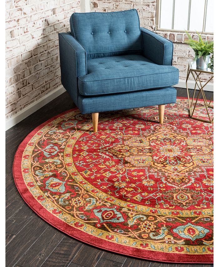 Bayshore Home Harik Har1 Red 8' x 8' Round Area Rug - Macy's