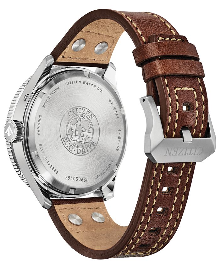 Citizen Eco-Drive Men's Promaster Nighthawk Brown Leather Strap Watch ...