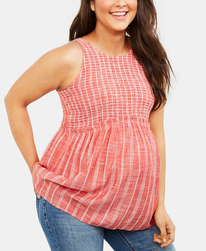 Motherhood Maternity Smocked Chambray Top - Macy's