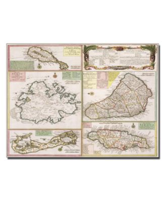 'Map of English Colonies in the Caribbean 1750' Canvas Art - 14" x 19 ...