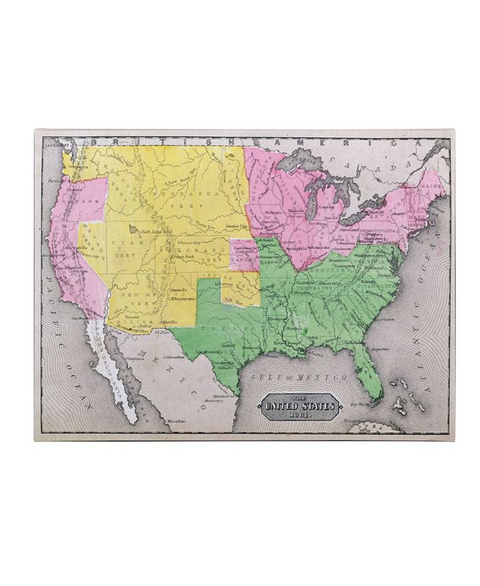 Trademark Global 'Map of the United States in 1861' Canvas Art - 32" x ...