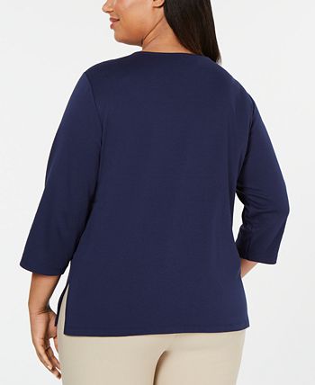 Alfred Dunner Plus Size Lake Tahoe Embellished Top - Macy's