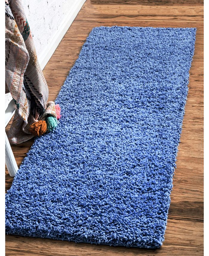 Bridgeport Home Exact Shag Exs1 Periwinkle Blue 2' 6" x 16' 5" Runner ...