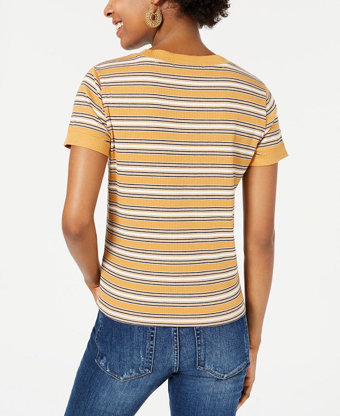 Hippie Rose Juniors' Ribbed-Knit Ringer Top - Macy's