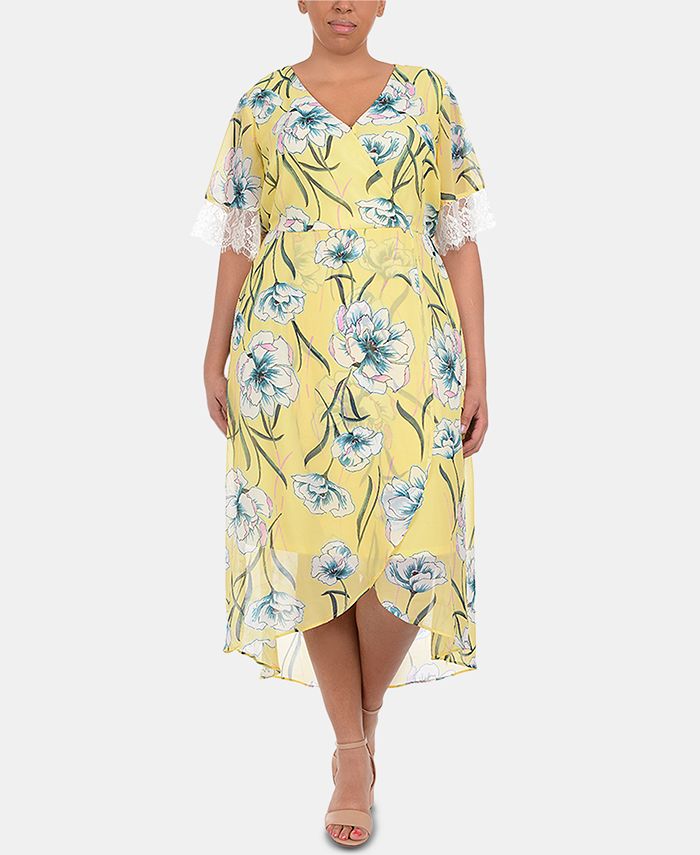 NY Collection Plus Size Printed High-Low Maxi Dress - Macy's