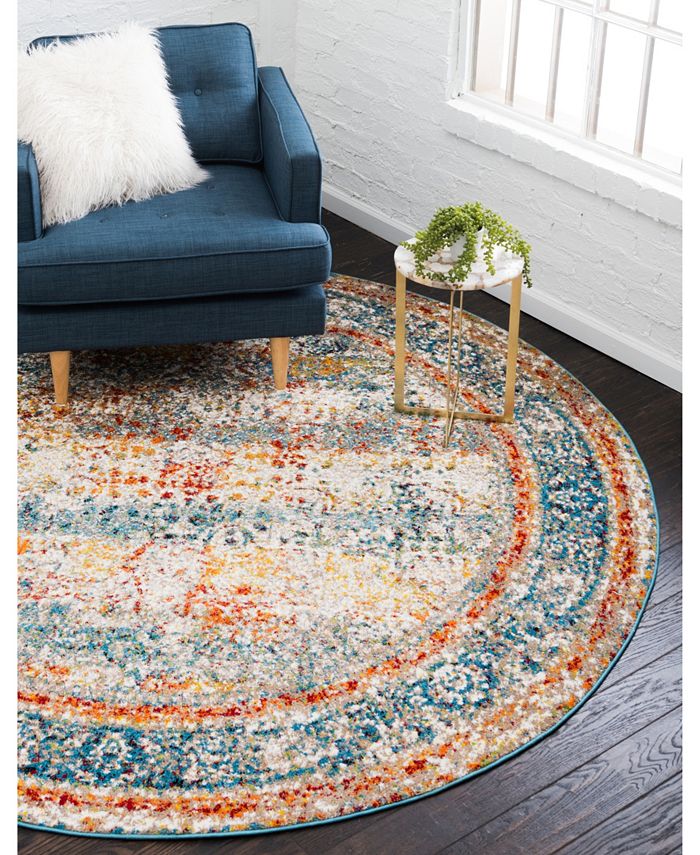 Bayshore Home Mishti Mis7 Blue 8' x 8' Round Area Rug - Macy's
