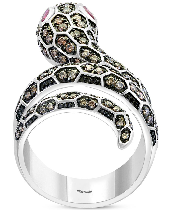 EFFY Collection EFFY® Espresso Diamond (3/4 ct. t.w.) & Ruby (1/5 ct. t ...