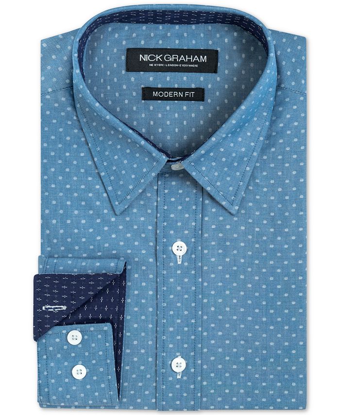 Nick Graham Men's Slim-Fit Performance Stretch Print Dress Shirt - Macy's