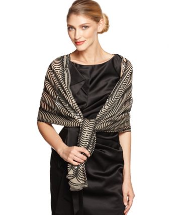 Betsey Johnson Cejon Sequin Tulle Evening Wrap Scarf - Macy's