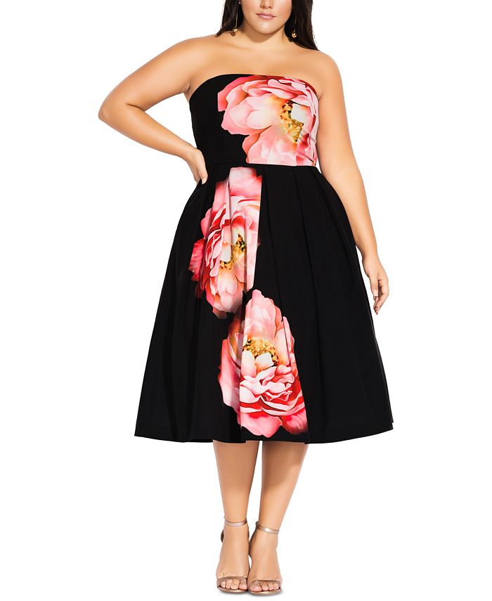 City Chic Trendy Plus Size Sublime Bloom Dress - Macy's
