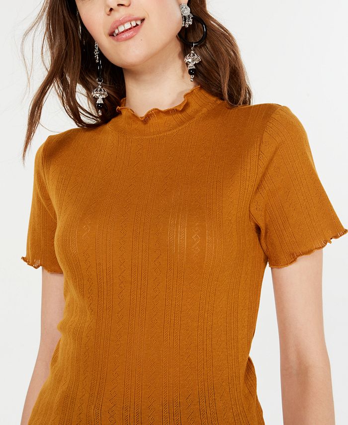 Planet Gold Juniors' Mock-Turtleneck Eyelet Top - Macy's
