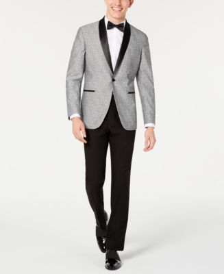 Kenneth Cole Reaction Men's Slim-Fit Light Gray Floral Shawl Collar ...