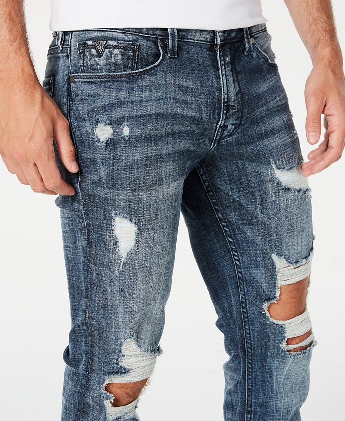 GUESS Men's Slim-Fit Ripped Jeans - Macy's