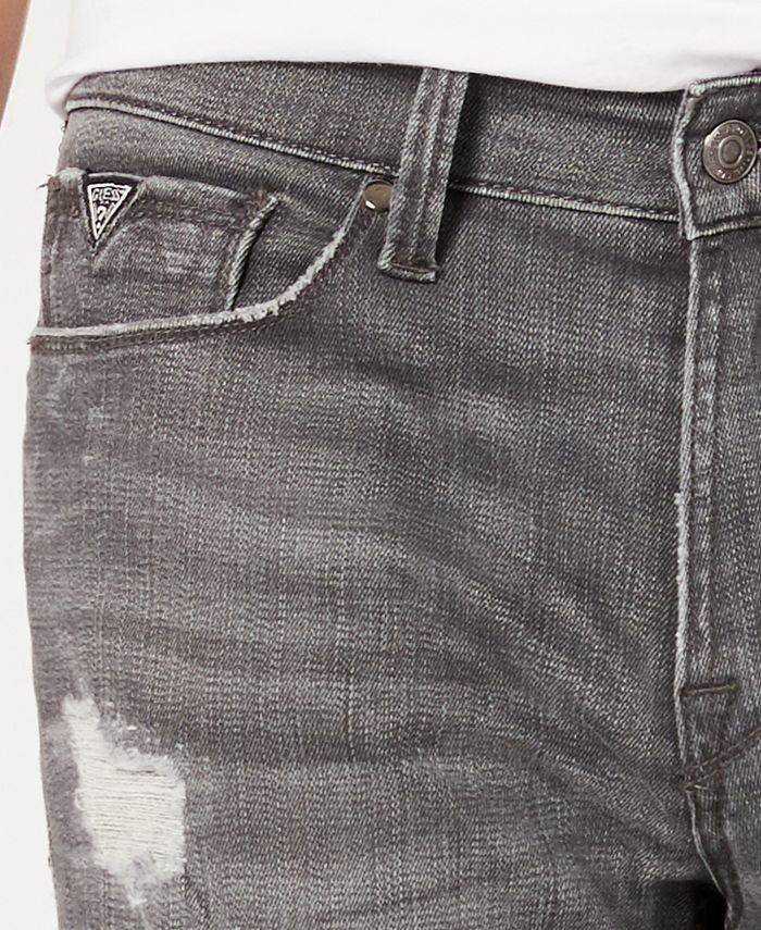 GUESS Men's Slim-Fit Tapered Multi Stitched Ripped Jeans - Macy's