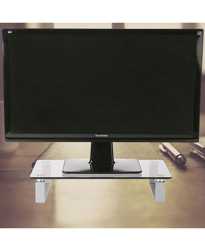 Mind Reader Glass Monitor Stand Riser For Computer, Laptop, Desk, Imac ...