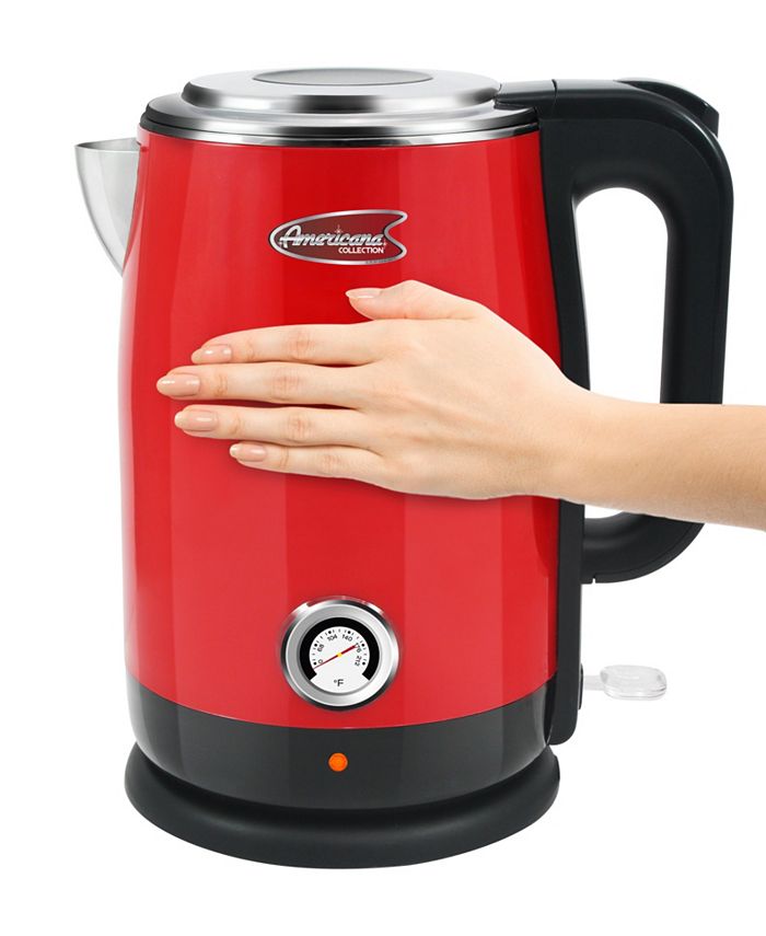 Americana Red 1.7L Cool Touch Stainless Steel Electric Kettle with ...