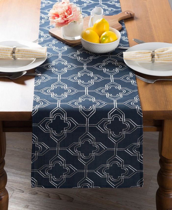 Design Imports Embroidered Lattice Table Runner - Macy's