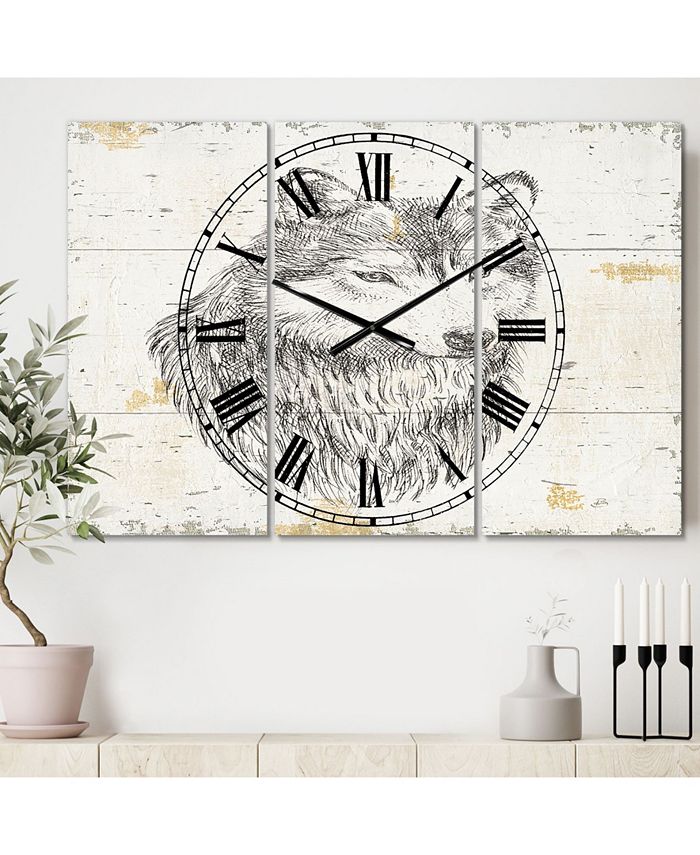 Designart Traditional 3 Panels Metal Wall Clock - Macy's