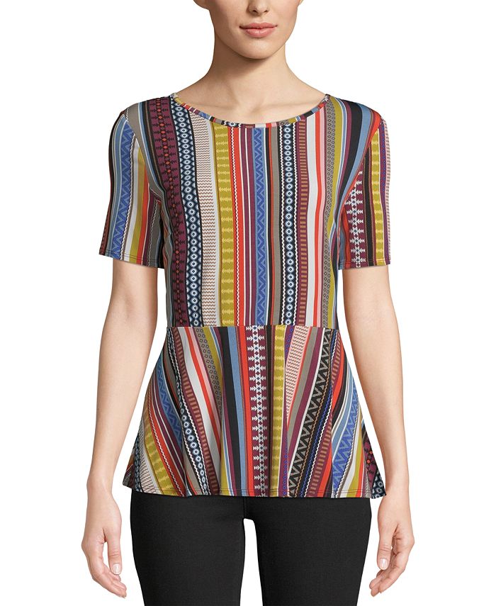 ECI Striped Peplum Top - Macy's