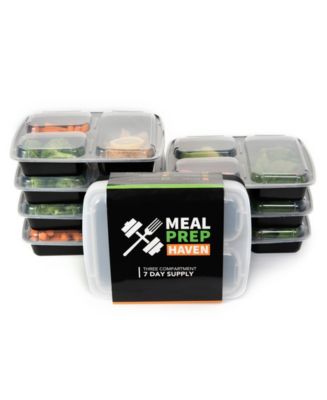 California Home Goods Meal Prep Haven 3 Compartment Food Containers ...