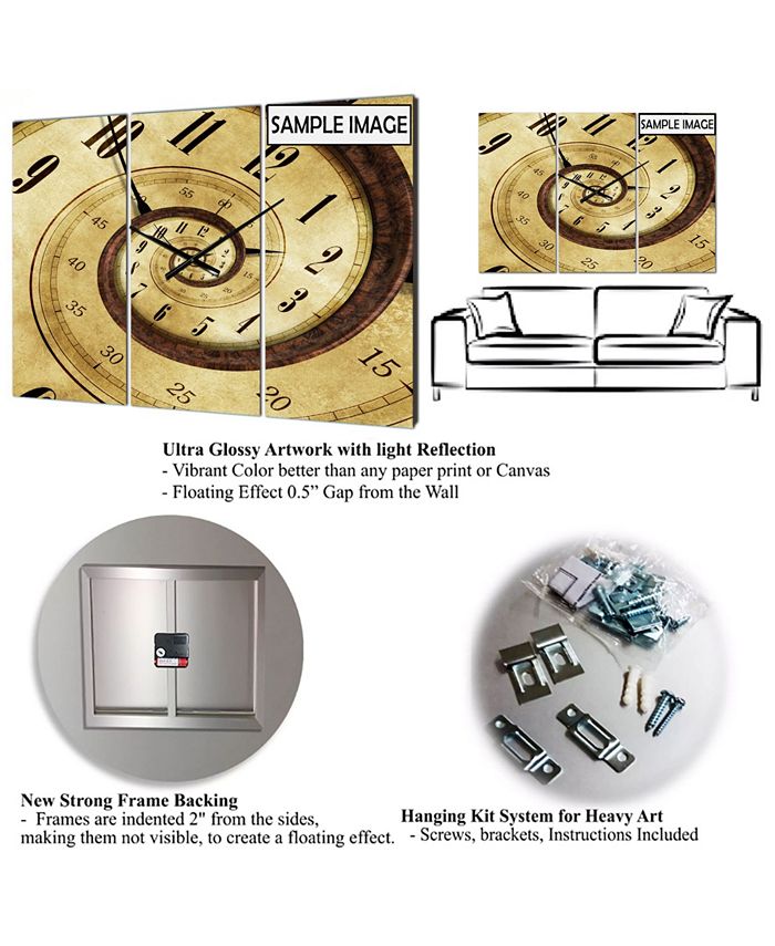 Designart Traditional 3 Panels Metal Wall Clock & Reviews - Clocks ...