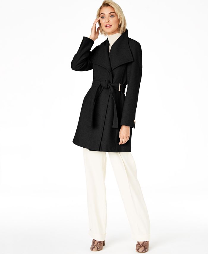 Calvin Klein Women's Petite Asymmetrical Belted Wrap Coat, Created for ...