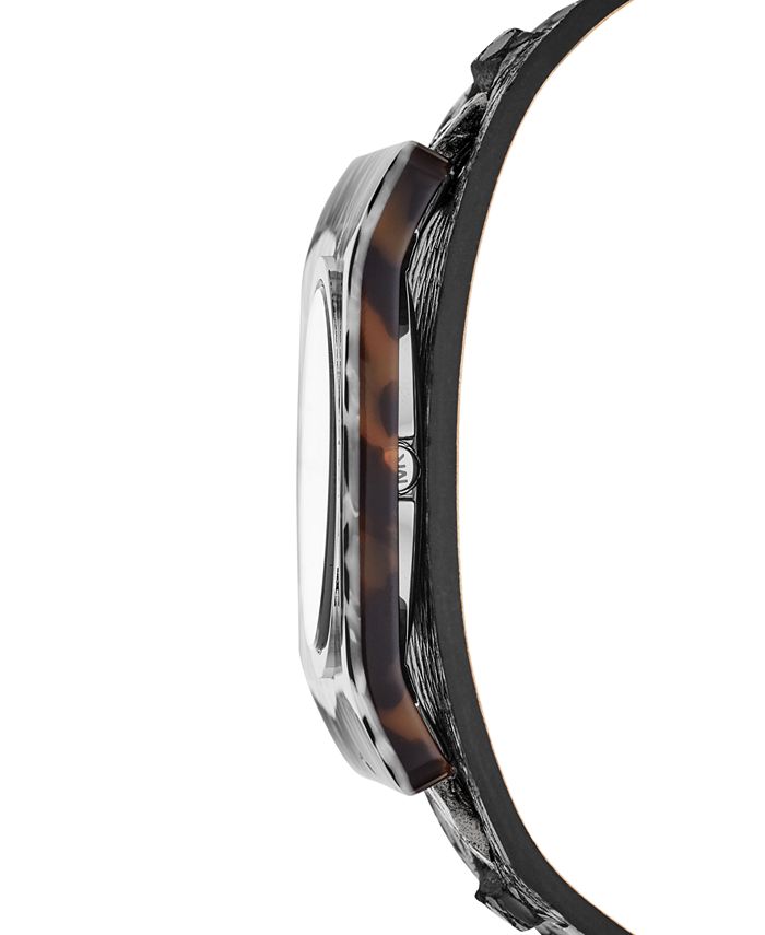 Michael Kors Womens Willa Black And White Leather Cuff Watch 42x48mm