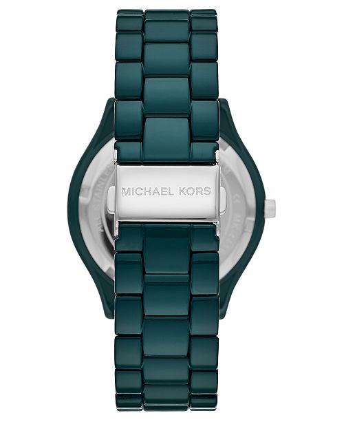 Michael Kors Women's Slim Runway Teal Stainless Steel Bracelet Watch ...