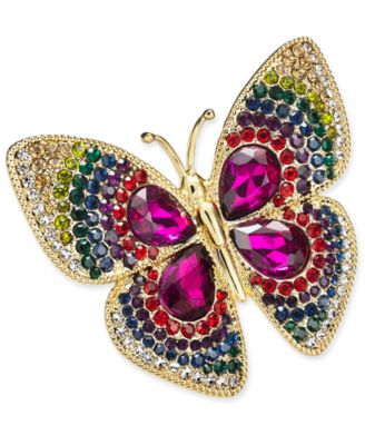 Charter Club Silver-Tone Crystal Butterfly Pin, Created for Macy's - Macy's