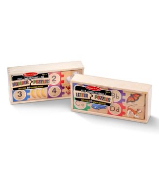 Melissa and Doug Self-Correcting Letters and Numbers Puzzle Bundle - Macy's
