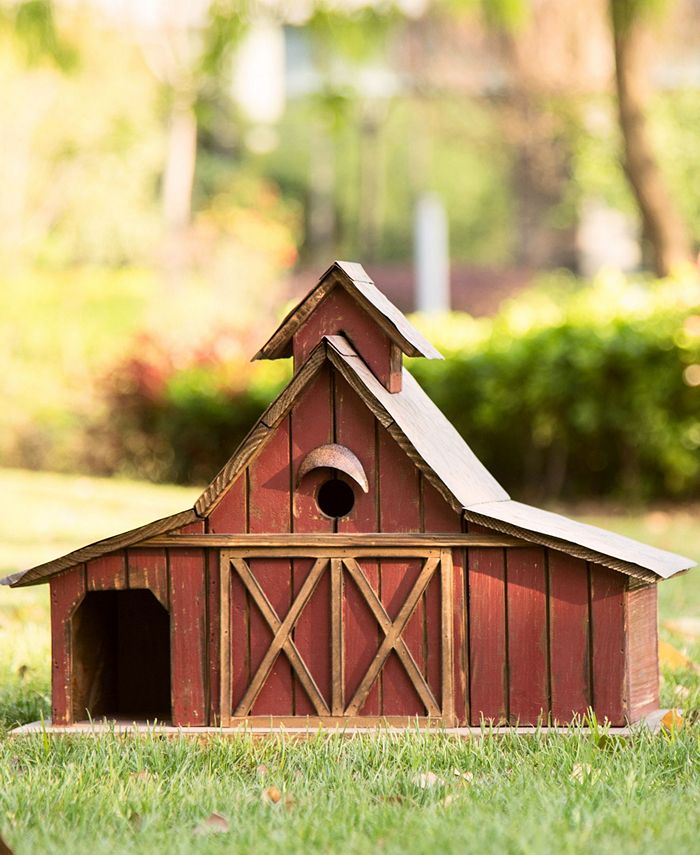 Glitzhome Extra-Large Rustic Wood Barn Birdhouse - Macy's
