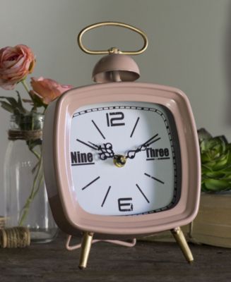 VIP Home & Garden Pink Metal Table Clock - Macy's