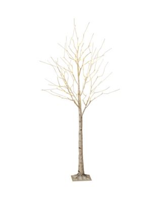 Everlasting Glow 6-Foot Birch Bark Effect Lighted Tree with LED Warm ...