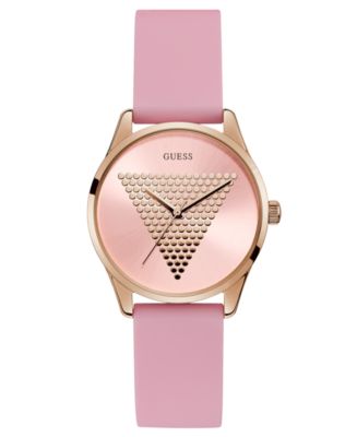 GUESS Women's Pink Silicone Strap Watch 36mm - Macy's