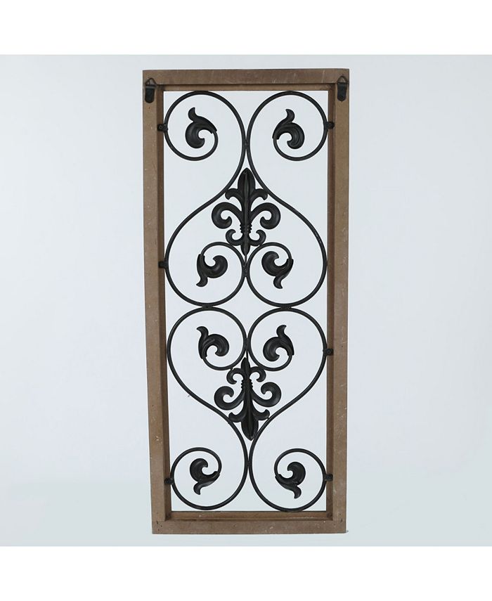 Luxen Home Rectangular Wood and Metal Scroll Wall Decor - Macy's