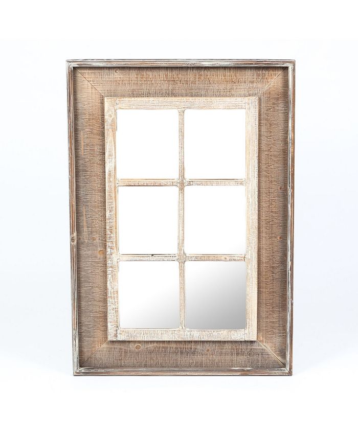 Luxen Home Rectangular Wood Window Frame Wall Mirror - Macy's